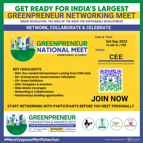 VyapaarJagat.com is Organizing GREENPRENEUR NATIONAL MEET 2022 for Ecopreneurs of India